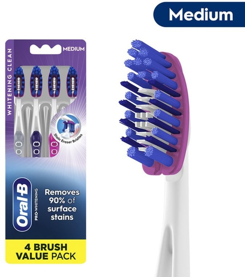 3D White Pro-Flex Stain Eraser Toothbrushes, Medium